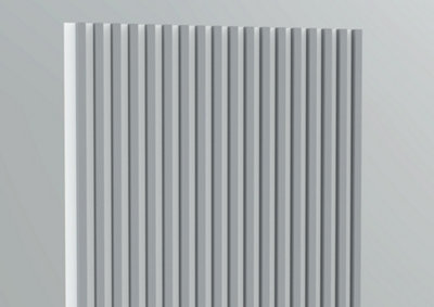 Furneo Wall Slats Decorative Wooden Panels Lamele Grey on White 240cmx88cm