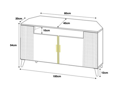 Furneo White Corner TV Stand 100cm Unit Cabinet Matt & High Gloss ...