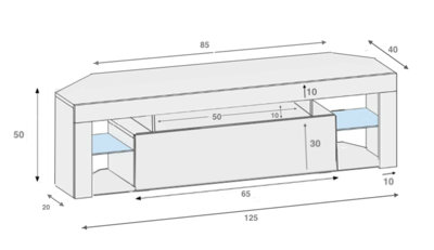 Furneo White Corner TV Stand 125cm Unit Cabinet Matt & High Gloss ...