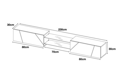 Furneo White Floating TV Unit High Gloss Matt Living Room Set Display ...