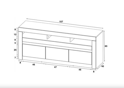 Furneo White TV Stand 157cm Unit Cabinet Matt & High Gloss Carino01 ...
