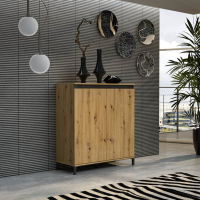 FURNICOMP Cancun 2 Door 100cm Anthracite and Artisan Oak Highboard/Tall ...