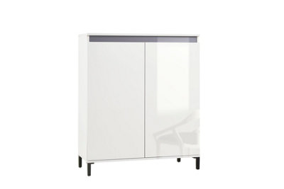 FURNICOMP Cancun 2 Door 100cm White Gloss and Anthracite Highboard/Tall ...