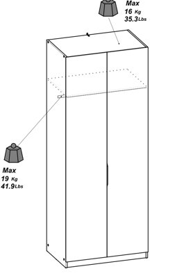 FURNICOMP Chicago Matt White 2 Door 80cm Narrow Compact Mirrored Wardrobe