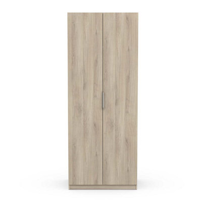 FURNICOMP Chicago Oak Effect 2 Door 80cm Narrow Compact Wardrobe