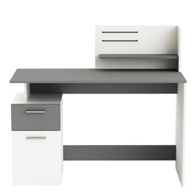FURNICOMP Corte 1 Door 1 Drawer White and Graphite Grey Office Desk ...