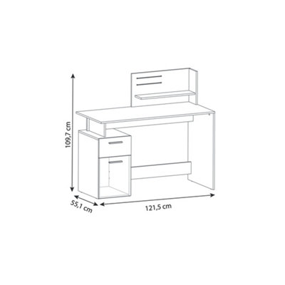 FURNICOMP Corte 1 Door 1 Drawer White and Graphite Grey Office Desk ...