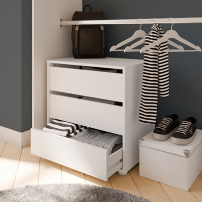 FURNICOMP Dallas Universal 3 Drawers Matt White 60cm Internal Chest of ...