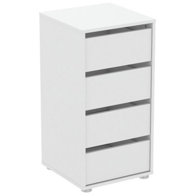 FURNICOMP Dallas Universal 4 Drawers Matt White 40cm Tall Narrow ...