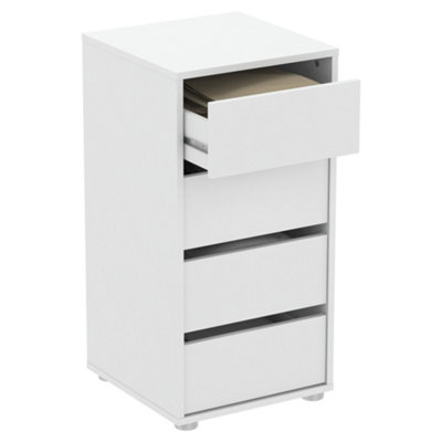 FURNICOMP Dallas Universal 4 Drawers Matt White 40cm Tall Narrow ...