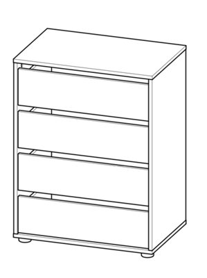 FURNICOMP Dallas Universal 4 Drawers Matt White 60cm Large Internal ...