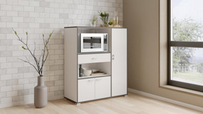 FURNICOMP Eden Kitchen Microwave Storage Cabinet - Matt White & Black