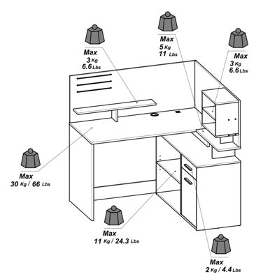 FURNICOMP Jade 1 Door 1 Drawer Black and Oak L Shaped Corner Office ...