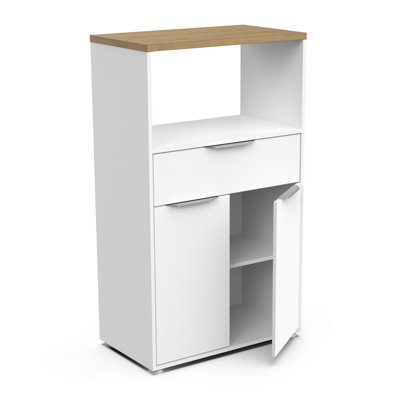 FURNICOMP Luna Tall Freestanding Kitchen Pantry Cupboard with Microwave ...