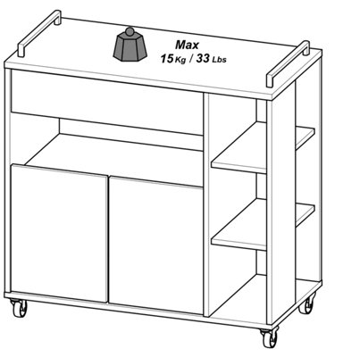 FURNICOMP Marlin Kitchen Pantry Storage Trolley - Matt Black & Oak