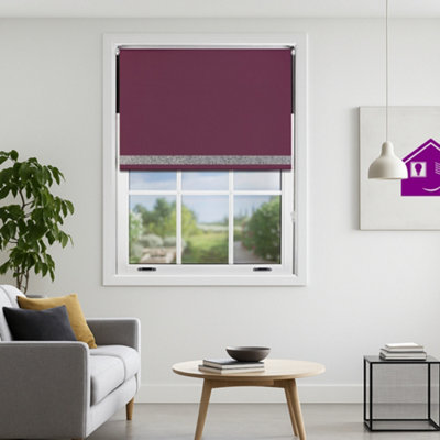 Furnished Aubergine Blackout Roller Blind With Silver Glitter Edge ...