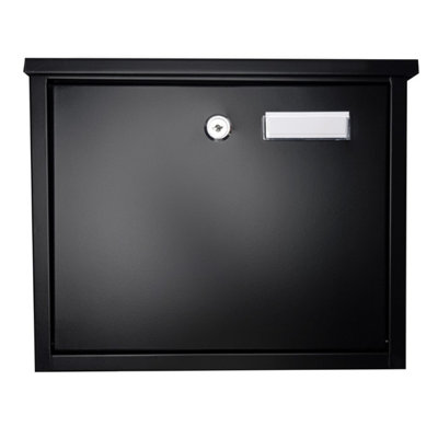 Furnished Black Letterbox Top Loading Mail Box Wall Mounted Post Box ...
