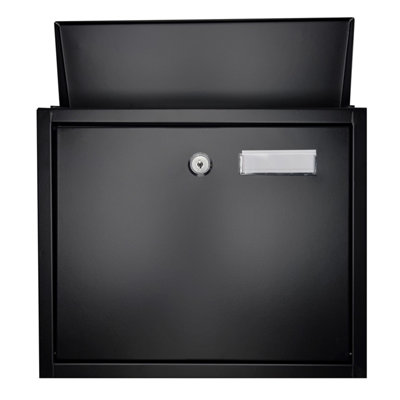 Furnished Black Letterbox Top Loading Mail Box Wall Mounted Post Box