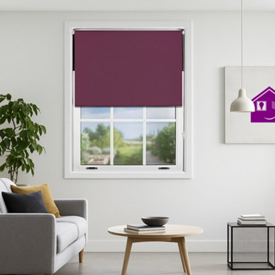 FURNISHED Blackout Roller Blinds - Aubergine Blue Trimmable Blind for ...