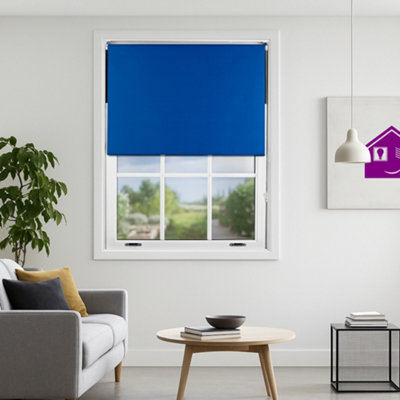 FURNISHED Blackout Roller Blinds - Blue Trimmable Blind for Windows and ...