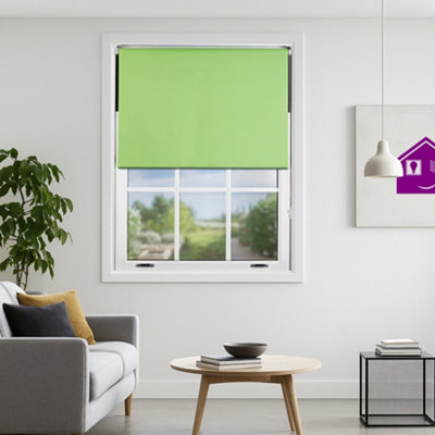 FURNISHED Blackout Roller Blinds - Lime Green Trimmable Blind for ...