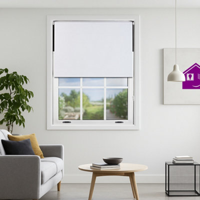 FURNISHED Blackout Roller Blinds - White Trimmable Blind for Windows ...