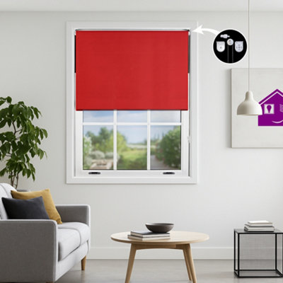 FURNISHED Blackout Roller Blinds with Metal Fittings- Red Trimmable ...