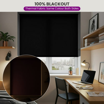 FURNISHED Blackout Roller Blinds with Triple Square Eyelets and Metal ...