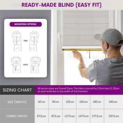 FURNISHED Day and Night Roller Blinds - Grey Striped Roller Shades for Windows and Doors (W ...