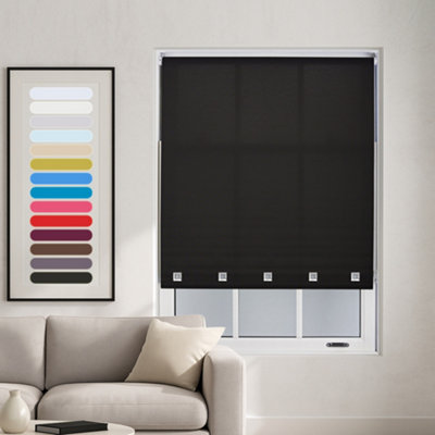 Furnished Daylight Roller Blind with Square Eyelets - Trimmable Black ...