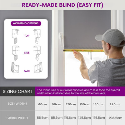 FURNISHED Daylight Roller Blinds - Black Trimmable Blind for Windows ...