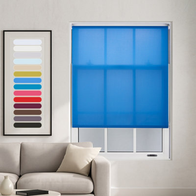 FURNISHED Daylight Roller Blinds - Blue Trimmable Blind for Windows and ...