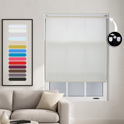 FURNISHED Daylight Roller Blinds with Metal Fittings - Cream Trimmable ...