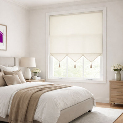 Furnished Luxury Linen Roller Blinds with Triangle Edge and Metal ...