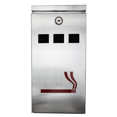 Furnished Stainless Steel Cigarette Bin Wall Mounted Ashtray Outdoor ...