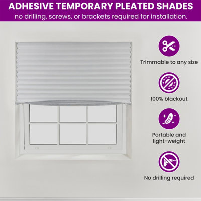 Furnished Stick On Blackout Blinds - No Drill Pleated Shades, Removable ...
