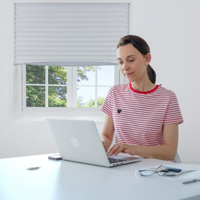 Furnished Stick On Blackout Blinds - No Drill Pleated Shades, Removable ...