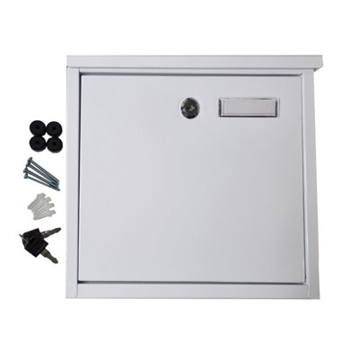Furnished White Steel Letterbox Top Loading Mail Box Wall Mounted Post Box