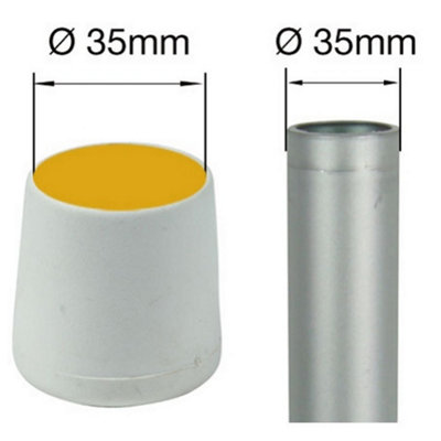 Furniture Chair Table Leg Tips Feet Ferrules Ends (35mm, White, 16 Pieces)