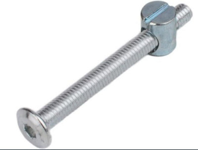 Furniture Cot Bed Bolt Allen Head with Barrel Nuts (4, Zinc Plated, 60mm)