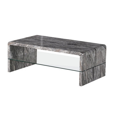 Furniture Express Modern High Gloss Grey Marble Effect Coffee Table ...