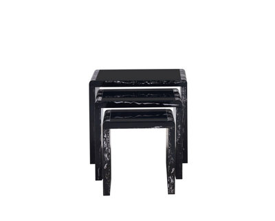 Furniture Express Nest of 3 Tables Black Marble High Gloss Marble ...