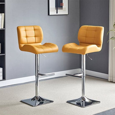 Furniture In Fashion Candid Curry Faux Leather Bar Stools With Chrome ...