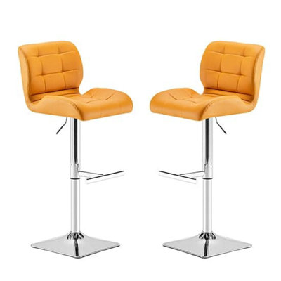 Furniture In Fashion Candid Curry Faux Leather Bar Stools With Chrome ...