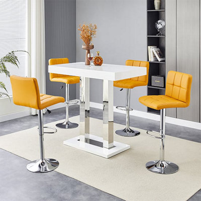 FURNITURE IN FASHION CAPRICE WHITE HIGH GLOSS BAR TABLE SMALL 4 COCO ...