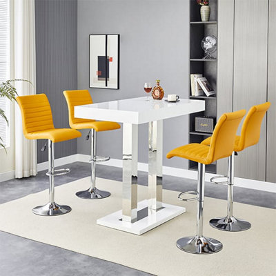 Furniture In Fashion Caprice White High Gloss Bar Table Small 4 Ripple ...