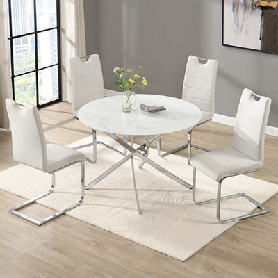 Furniture In Fashion Daytona Round Diva Glass Dining Table 4 Petra ...