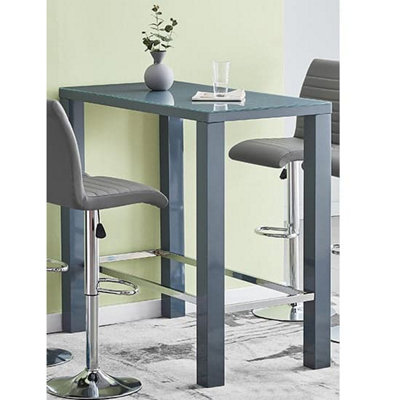 FURNITURE IN FASHION JAM RECTANUGLAR GLASS GREY BAR TABLE 4 RITZ GREY ...