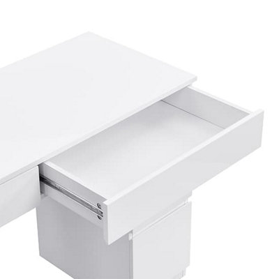 Furniture In Fashion Jenson High Gloss Dressing Table With 6 Drawers In White