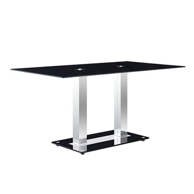 Furniture In Fashion Jet Large Black Glass Dining Table With 6 Demi Z ...
